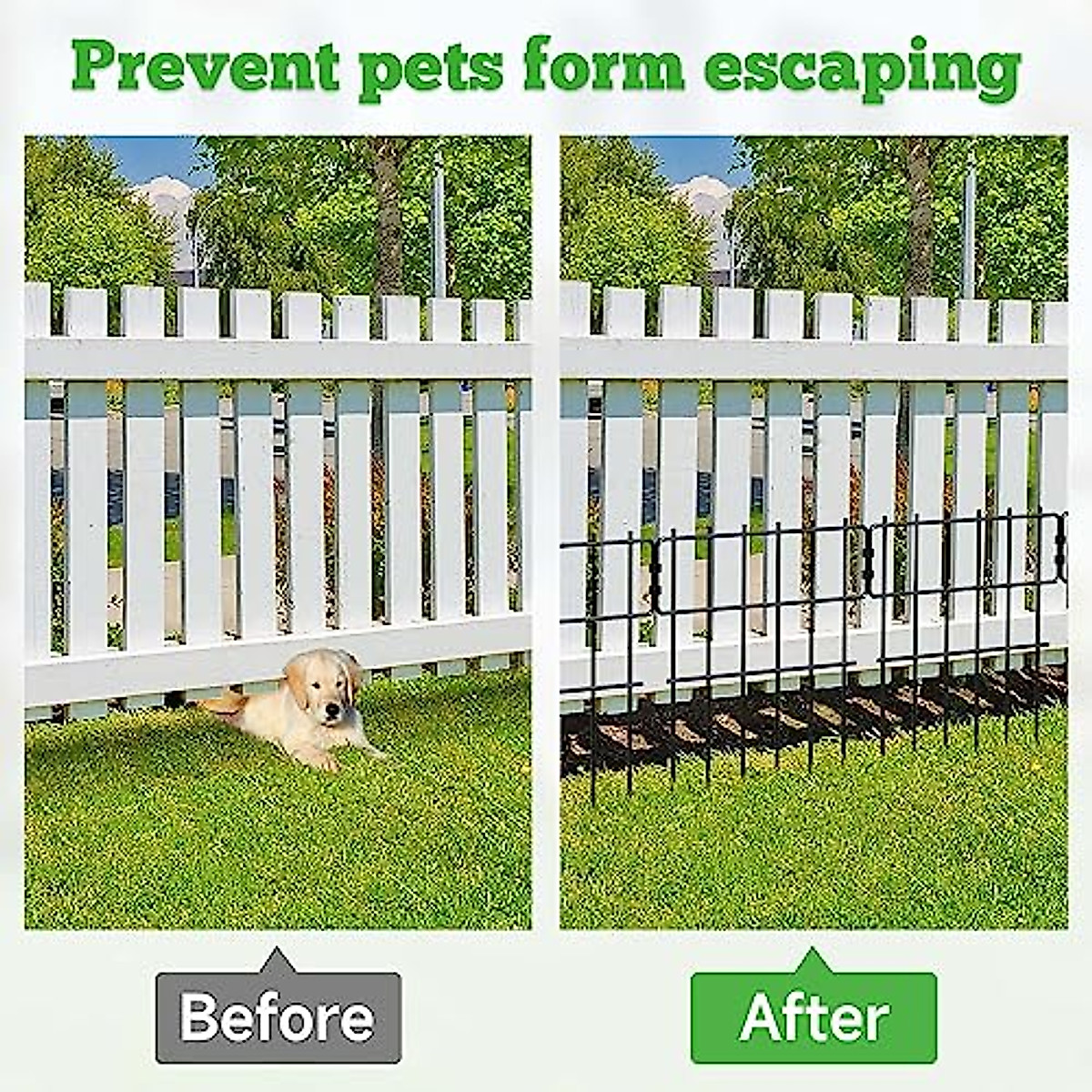 Animal Barrier Dog Fence Outdoor - 10 Pack No Dig Fence for Dogs Rabbit Pet Outside Use, Garden Fence Animal Barrier Fence, Metal Fencing Panel, 17 in(H) X 10.83 Ft(L)