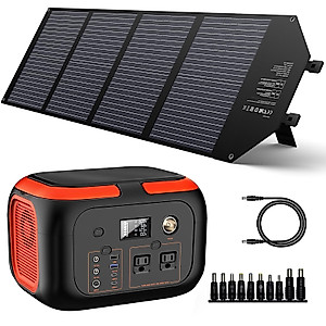 Solar Generator 600W Portable Power Station with 100W Solar Panel, 296Wh Backup Battery Pack with AC Outlet, Only 12.66 lb for RV, Outdoors, Camping, Traveling, and Emergencies