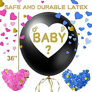 Gender Reveal Powder Confetti Cannon & Confetti Balloon, 100% Biodegradable Gender Reveal Party Cannon Balloon Supplies, Boy or Girl Baby Shower Gender reveal Ideas(2 Pink, 2 Blue and 36'' Balloon)