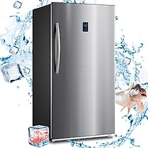 Techomey 17 Cu.Ft Upright Freezer, Stand Up Freezer Frost Free, Convertible Freezer/Refrigerator, Garage Freezer with Single Door, Quick Freeze, Stainless Steel