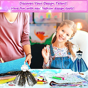 AMOPRO Fashion Designer Kit for Girls, 800PC+ Creativity DIY Arts & Crafts Design with 5 Mannequins, Learning Toys Doll Clothes Making Sewing Kit for Kids Ages 8-12+ Birthday Girls Gift