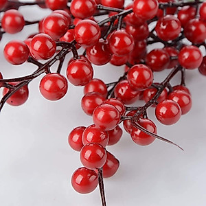 UWIOFF 12 Pack Artificial Red Berry, 10.2" Holly Christmas Berries Stems for Christmas Tree Wreath Decorations, Crafts, Festival Holiday and Home Decor