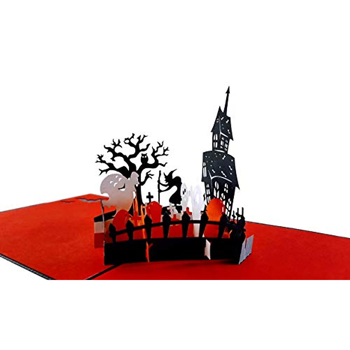 iGifts And Cards Trick or Treat Halloween 3D Pop Up Greeting Card - Cute Jack-O-Lantern, Pumpkin, Happy Birthday Gift, Haunted Mansion Hitchhiking Ghosts, Spooky Witch, Scary Owl, Chilling Cementery