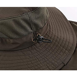 Home Prefer Outdoor UPF50+ Mesh Sun Hat Wide Brim Fishing Hat with Neck Flap (Army Green)