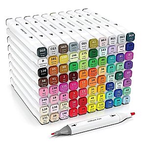 Kebuye Alcohol Markers Set 80 Colors, Art Markers for Adult Coloring Dual Tip Permanent for Drawing Sketching, Alcohol Based Markers with Case Perfect for Adult Artists Students Gift