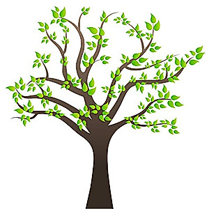 RW-1080 3D Green Tree Wall Stickers Family Photo Tree Wall Decal Removable Peel and Stick DIY Art Wallpaper for Kids Girls Babys Bedroom Bathroom Living Room Nursery Offices