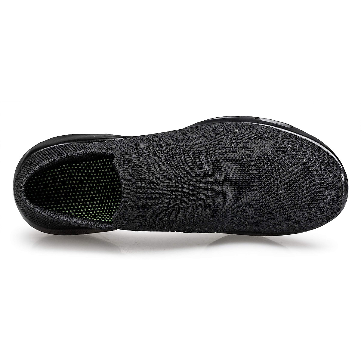 Womens Walking Shoes Sock Casual Ladies Fashion Sneakers Slip On Air Cushion Platform Workout Zapatos para Mujer All Black 9.5