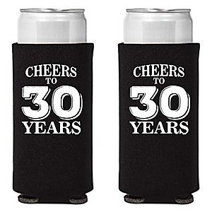 Veracco Cheers To 30 Years Thirth Birthday Gift For Dirty Thirty Party Favors Decorations Slim Can Coolie Holder (Black, 6)