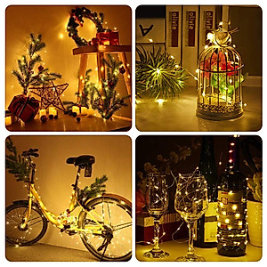 Solar String Lights, 100-LED 39ft 8-Lighting Modes Waterproof Copper Wire Solar Powered Fairy Lights for Christmas, Patio, Lawn, Garden Decorations (1 Pack, Warm White)