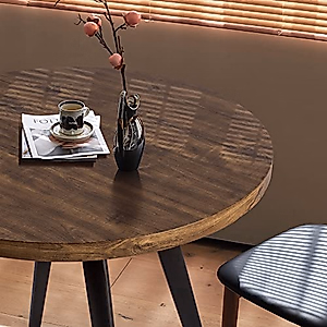Comfy to go Round Dining Table, 31.5" Small Kitchen Table for 2-4 Person, Mid Century Modern Dining Table with 1.4" Thickness Wood Grain Tabletop for Dining, Living Room, Small Space (Rusty Brown)