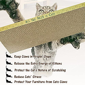 AccEncyc Cardboard Cat Scratcher Pads Cat Scratching Board for Indoor Cats 17x8.3x1 Inch Dual-Side Corrugated Cat Scratcher Reusable Cat Supplies - 1 Pack