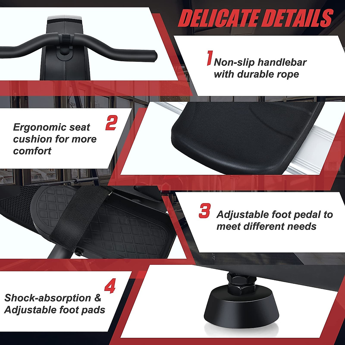 Goplus Foldable Magnetic Rowing Machine, Exercise Rower with LCD Monitor, 8 Level Adjustable Resistance, Device Holder, Transport Wheels, Full Body Exercise for Home Office Gym