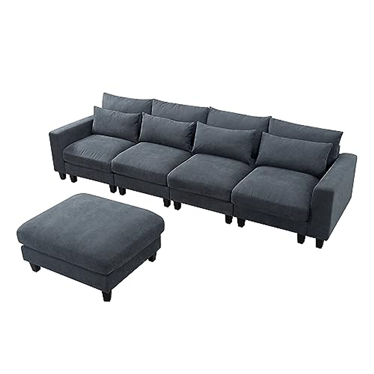 Lepfun Oversized Fabric Set, Extra Large L Shaped Reversible Chaise Sectional Couch, 124.4” Width, 4 Seat Modular Sofa with Storage Ottaman, Dark Grey