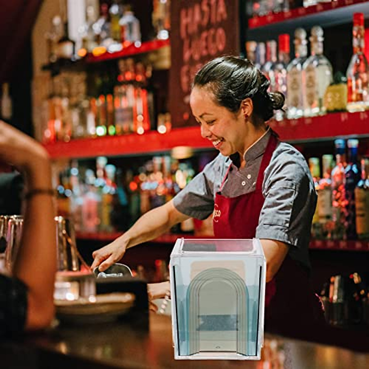 Plastic Tea Bag Organizer Clear Tea Bag Holder for Kitchen Pantry Cabinets Countertops Sugar Packet Coffee Condiment Spices Pouches Blue