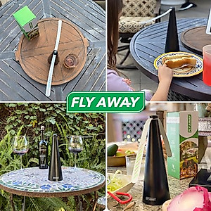 Fly Away - Outdoor Fly Repellent Fan, Outside or Inside Table use, Restaurant, Barbeque, Events, Deter Flies, Wasps, Bees, Other Moscas and Bugs Away, Battery Operated, Tabletop, Hanging Hook.