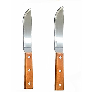 temviey Stainless Steel Kitchen Knives with Wood Handles, 5-inch Butcher's Knife, Set of 2