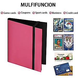 Trading Cards Album Binder, JARAGAR 4 Pockets PU Leather Card Binder Holder 20 Sheets Band Closure Card Storage Case Holds up to 160 Cards Fit for TCG Baseball Football Cards