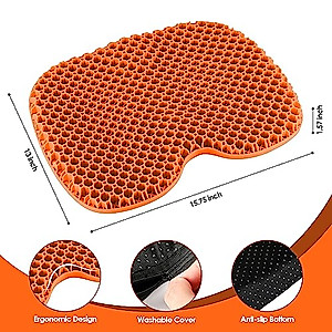 NewBEP Anti Slip Gel Kayak Seat Cushion, Thick Waterproof Kayak Seat Pad Soft Support & Breathable with Non-Slip Cover for Sit in Kayak Chair, Canoe, Boat