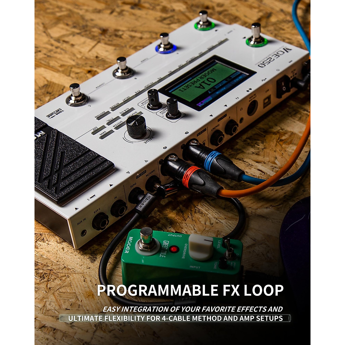 MOOER GE250 Multi Effects Processor with FX Loop, Tone Capture, MIDI Function, Global EQ, Drum Machine, Stereo Looper