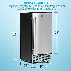 Deco Chef UTICM01 Under Counter Ice Maker, Automatically Makes 80lb Restaurant Quality Ice Per Day (Renewed)