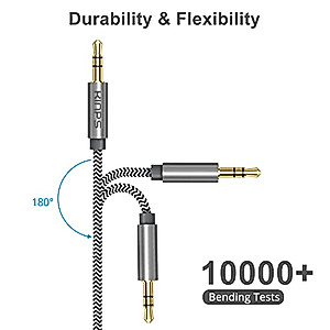 KINPS Auxiliary Audio Cable 3.5mm Aux Cord Stereo Jack Male to Male Aux Cable for Phones, Headphones, Speakers, Tablets, PCs, MP3 Players and More (10FT/3M, Gray)