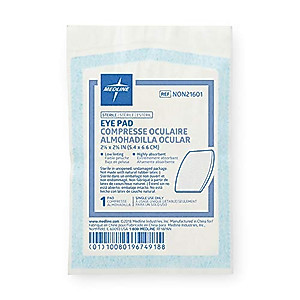 Medline Eye Pad, Sterile, Soft, Non Woven, Absorbent, Reduced Linting, Large, 2 1/8" x 2 5/8" (Pack of 50)