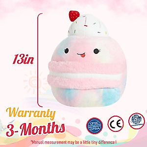 CozyWorld 12-Inch Macaron Plush Pillow - Funny Food Stuffed Toys Medium-Sized Ultrasoft Birthday Cake Stuffed Animal Plushie Pillow Cute Room Decor for Kids Boys Girls