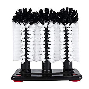Triple Brush Bar Glass Washer Glass Washer Brush Cleaner 3 Brushes per Base for Restaurant Kitchen and Bar