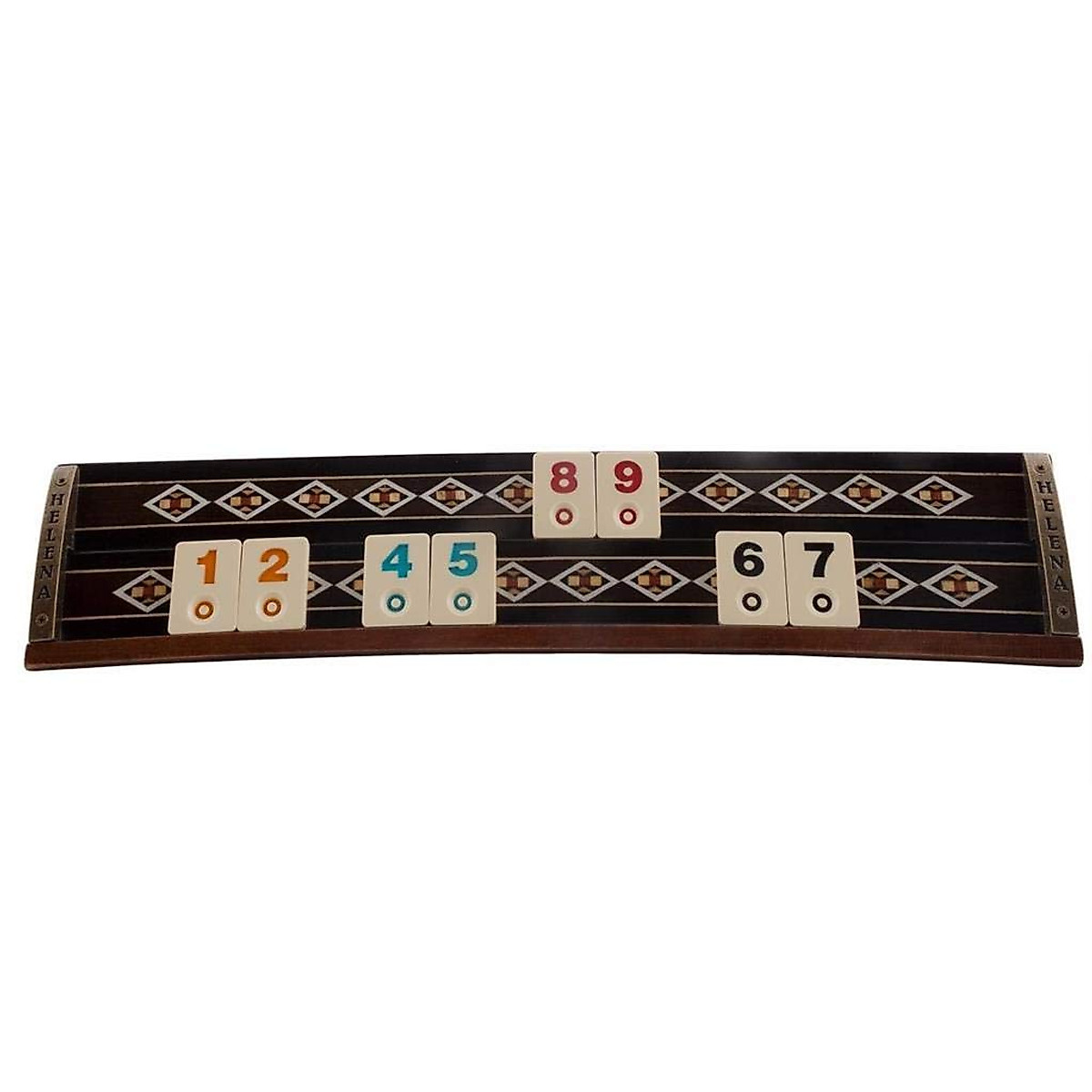 Wooden Mosaic Inlaid Oval Rummy Game Set - Wooden Rummy Cube Black veneered