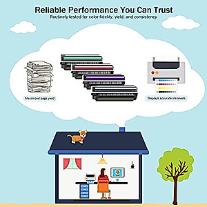 Cartlee Set of 5 Compatible High Yield Laser Toner Cartridges Replacement for Dell C1660, C1660W, C1660cnw, 1660, 1660w, 1660cnw 4G9HP Printers (2 Black, 1 Cyan, 1 Magenta, 1 Yellow)