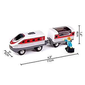Hape Intercity Battery Powered Train Set | Moving Locomotive with Headlight, Passenger, Magnetic Connection for Children 3+ Years