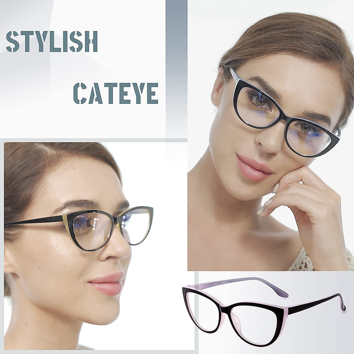 CRGATV 3 Pack Reading Glasses Blue Light Blocking Stylish Cat Eye Computer Readers Anti Eyestrain & Glare for Women
