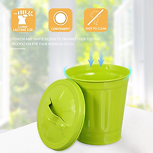 iplusmile Trash Can with Lid, Wastebasket Trash Container Metal Utility Pail Desktop Table Garbage Waste Paper Trash Can for Classroom Green