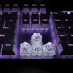 Cat Claw Keycap Backlight Keycap Cute Resin Keycap ESC Keycap Replacement for Cherry MX Switch Mechanical Keyboard DIY Decoration (Transparent x 4)