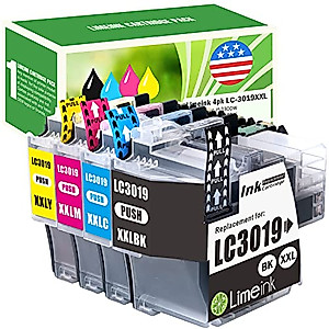 Limeink 4 Compatible Ink Cartridge Replacement for Brother LC3019 XXL High Yield (4 Pack) for MFC-J5330DW MFC-J6530DW MFC-J6730DW MFC-J6930DW Printer (1 Black, 1 Cyan, 1 Magenta, 1 Yellow) LC 3019XXL