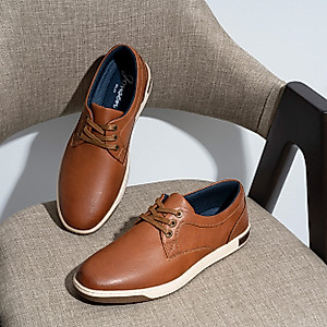 Jousen Men's Casual Shoes Memory Foam Mens Fashion Sneakers 3 Eyelets Business Dress Sneaker (A81Q06 Yellow Brown 14)