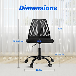Simple Deluxe Office, Ergonomic Mesh Computer Wheels and Arms and Lumbar Support Adjustable Height Study Chair, Black