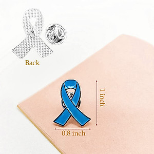 Blue Ribbon Pin 20 Pcs Colon Cancer Prostate Cancer Awareness Pin Blue Brooch Enamel Lapel Pins