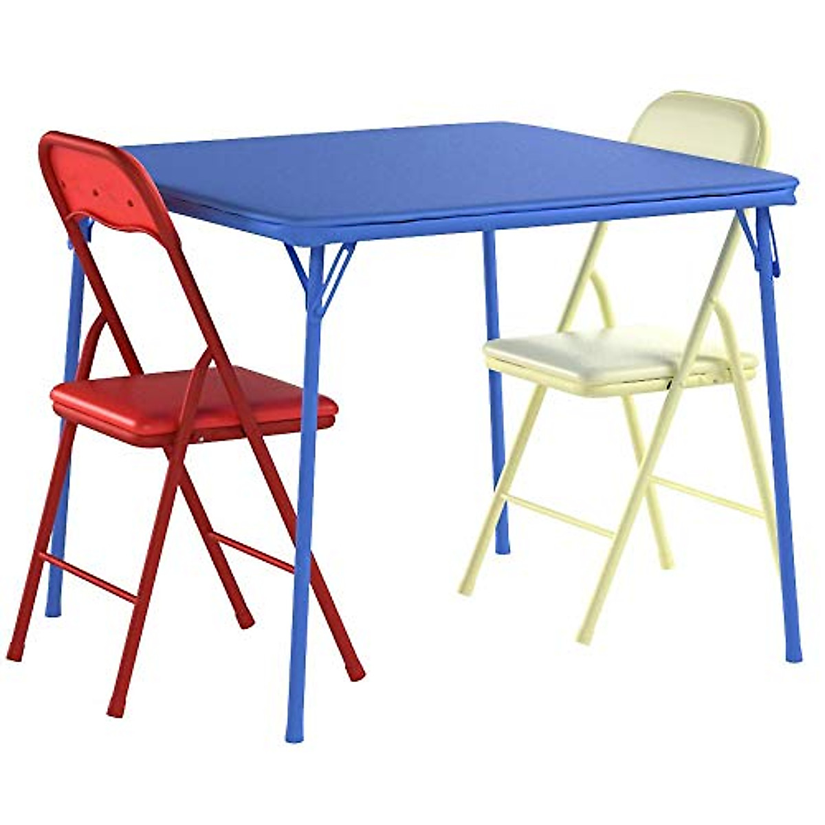 Flash Furniture Mindy Kids 3-Piece Folding Square Table and Chairs Set for Daycare and Classrooms, Children's Activity Table/Chairs Set, Multicolor