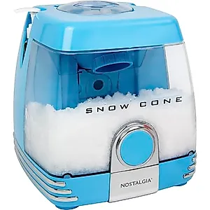 Nostalgia Snow Cone Shaved Ice Machine - Retro Table-Top Slushie Machine Makes 30 Icy Treats - Includes 2 Pump Syrup Bottles, 2 Reusable Plastic Cups & Ice Scoop - Blue