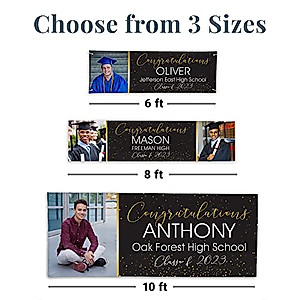 Let's Make Memories Personalized Graduation Photo Banner - 6-Foot Confetti Celebration Banner - Class of 2023 Banner - Customize with Photo, Message…