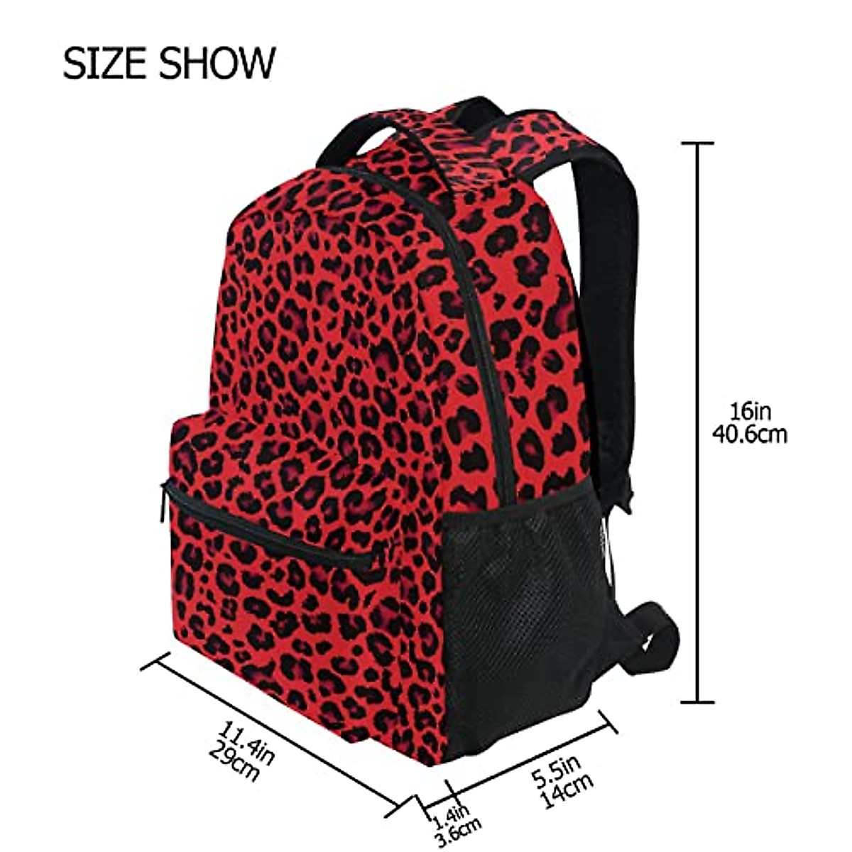 ALAZA Red Leopard Print Cheetah Backpack Purse with Multiple Pockets Name Card Personalized Travel Laptop School Book Bag, Size S/16 inch