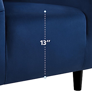 Yaheetech Velvet Club Chair, Modern Tufted Accent Chair with Armrest, Upholstered Barrel Chair with Solid Legs for Living Room/Bedroom/Study/Waiting Room, Navy Blue