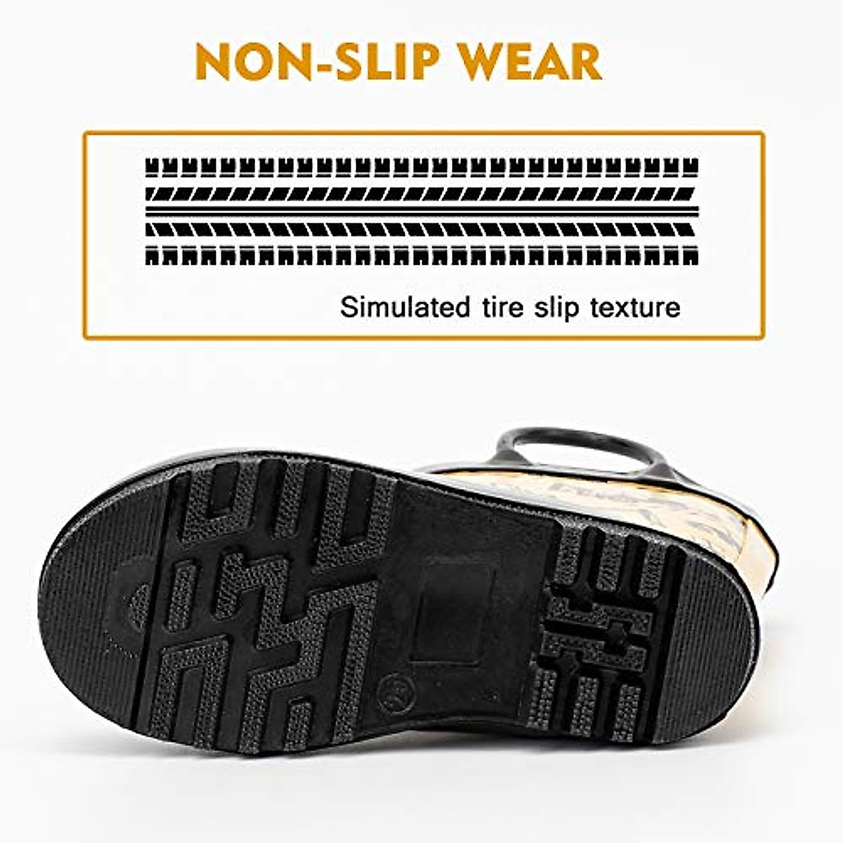 ADAMUMU Toddler Kids Rain Boots Childrens Waterproof Rubber Shoes with Easy-On Handles Lightweight in Cartoon Patterns for Boys & Girls A-Yellow