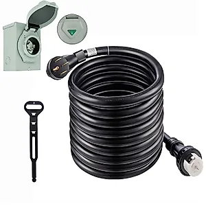 Mstge 50 Amp Generator Cord and Power Inlet Box, 25ft Generator Power Cord, 125V/250V Generator Extension Cord NEMA14-50P/SS2-50R/CS6364 Locking Connector for RV Camper and Generator to House,ETL List