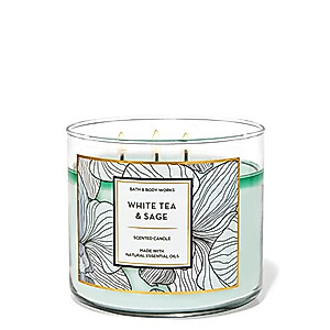 Bath and Body Works White Barn 3 Wick Candle 14.5 oz / 411 g (White Tea & Sage)