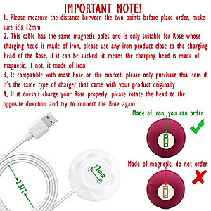 Replacement Rose Charger, 2.5ft Fast Charging Dock Magnetic USB Charger Cable Station Stand Base Cord for Rose Only - 12mm/ 0.47inch
