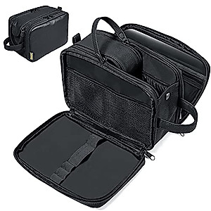 BALEINE Toiletry Bag for Men, Large Travel Toiletries Bags with Water-Resistance Compartment, PU Leather Dopp Kit (Medium, Black)