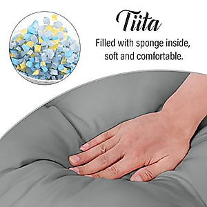 Tiita Outdoor/Indoor Seat Cushion with Ties Waterproof Wicker Seat Chair Cushion Memory Foam Patio Chair Pads for All-Weather Wicker Dinettes/Antique Porch Swings and Porch Rocker (Dark Grey)