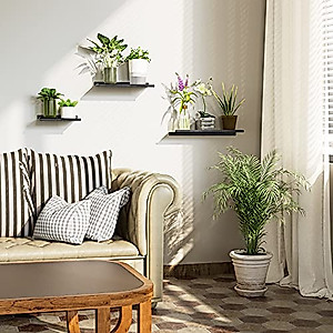 SRIWATANA Black Floating Shelves, Metal Wall Shelves Set of 3 for Bedroom, Living Room, Bathroom, Kitchen, Matte Black